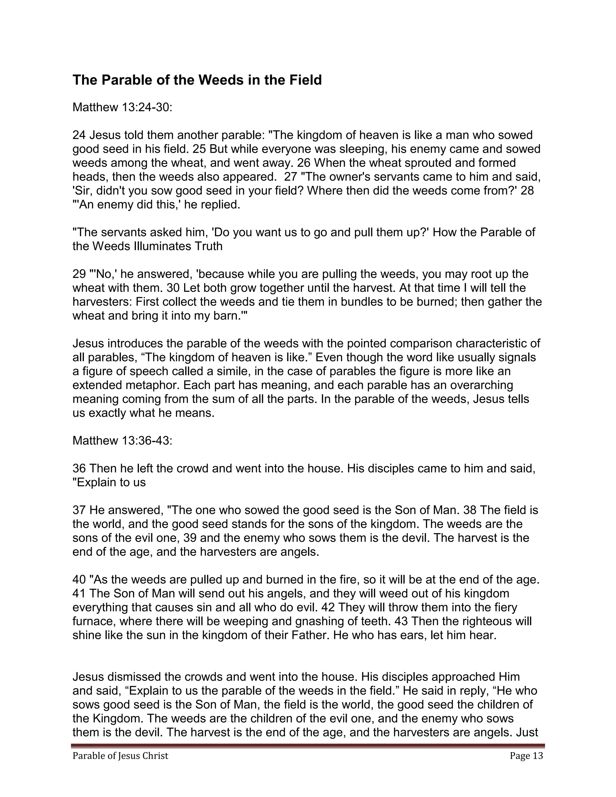 The parables of our Lord Jesus Christ elaborated in depth | PDF