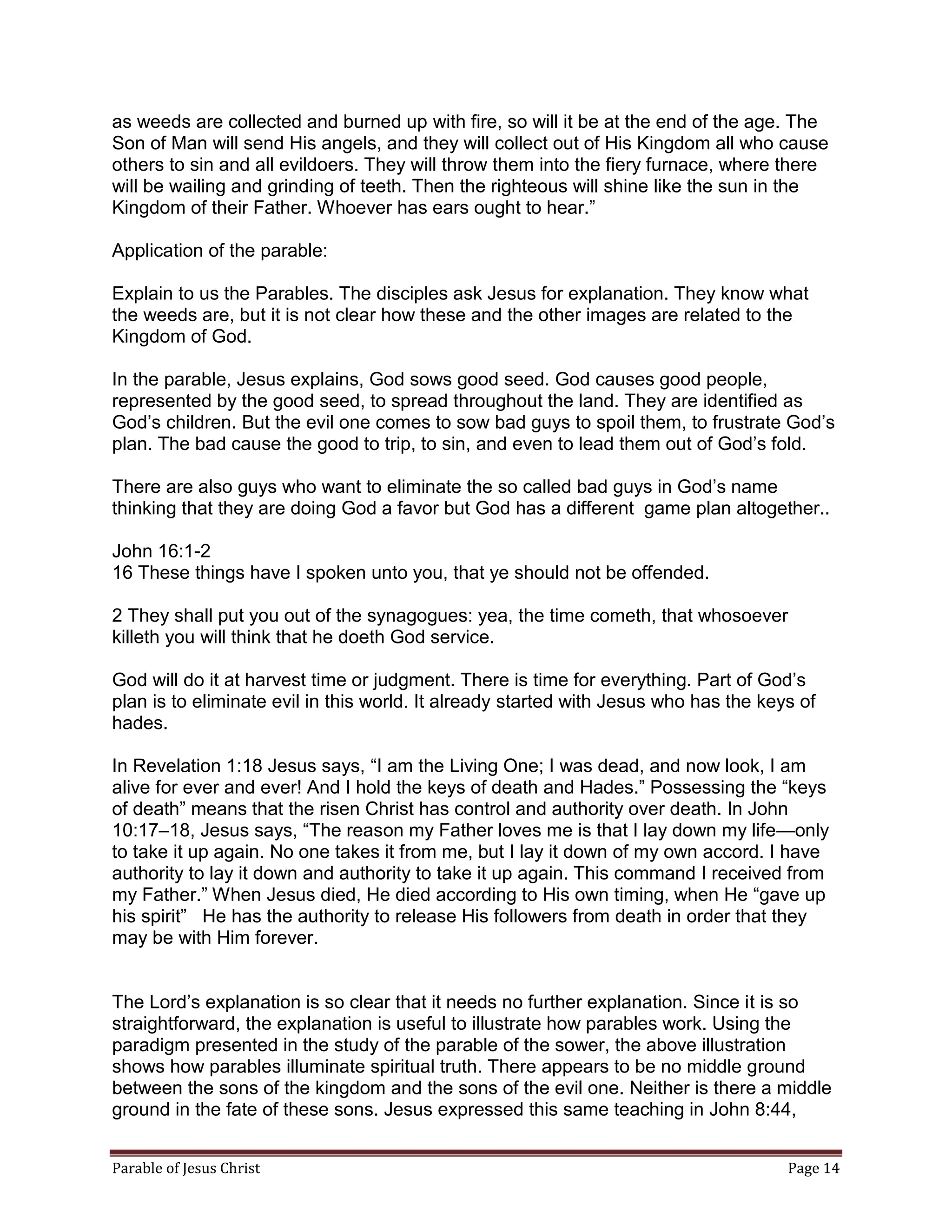 The parables of our Lord Jesus Christ elaborated in depth | PDF