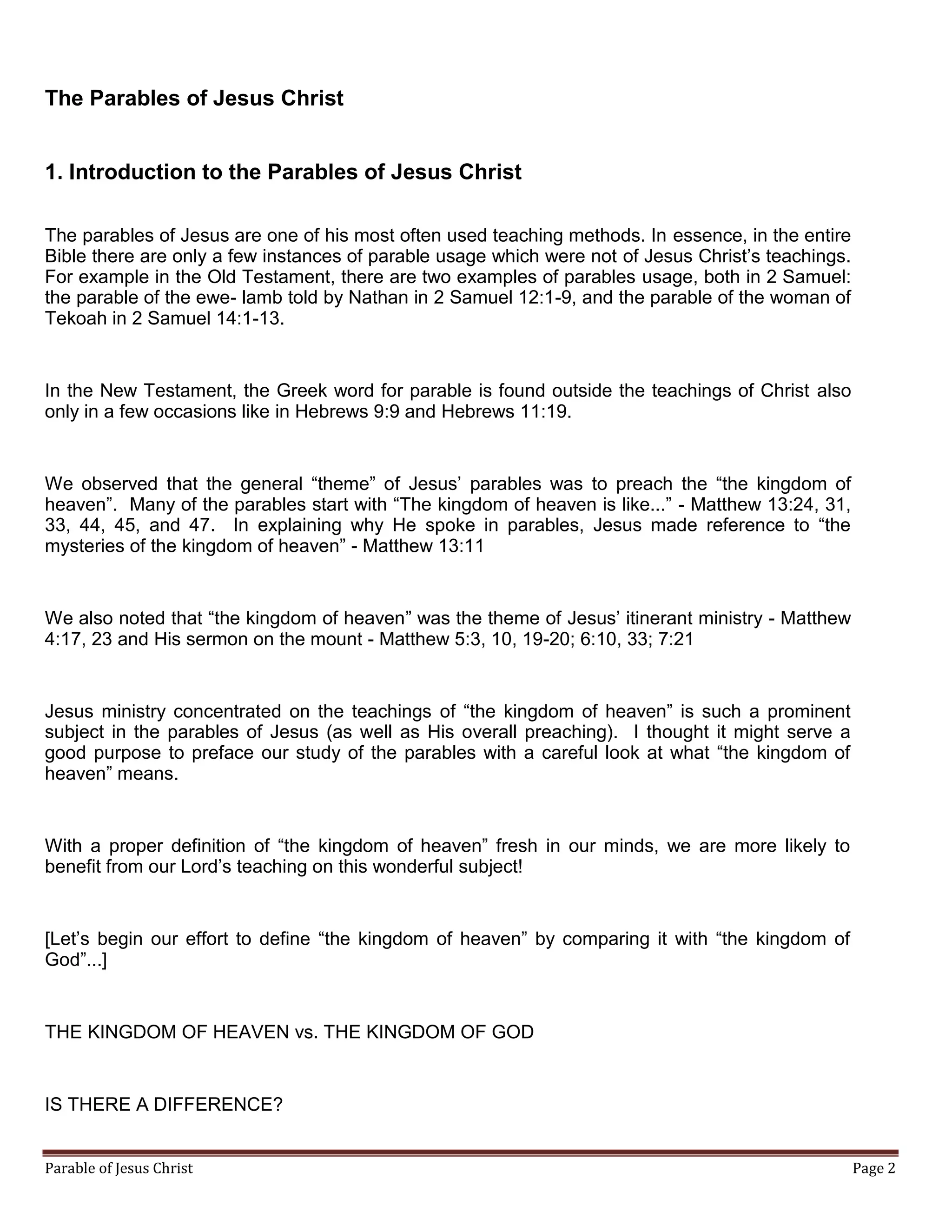 The parables of our Lord Jesus Christ elaborated in depth | PDF