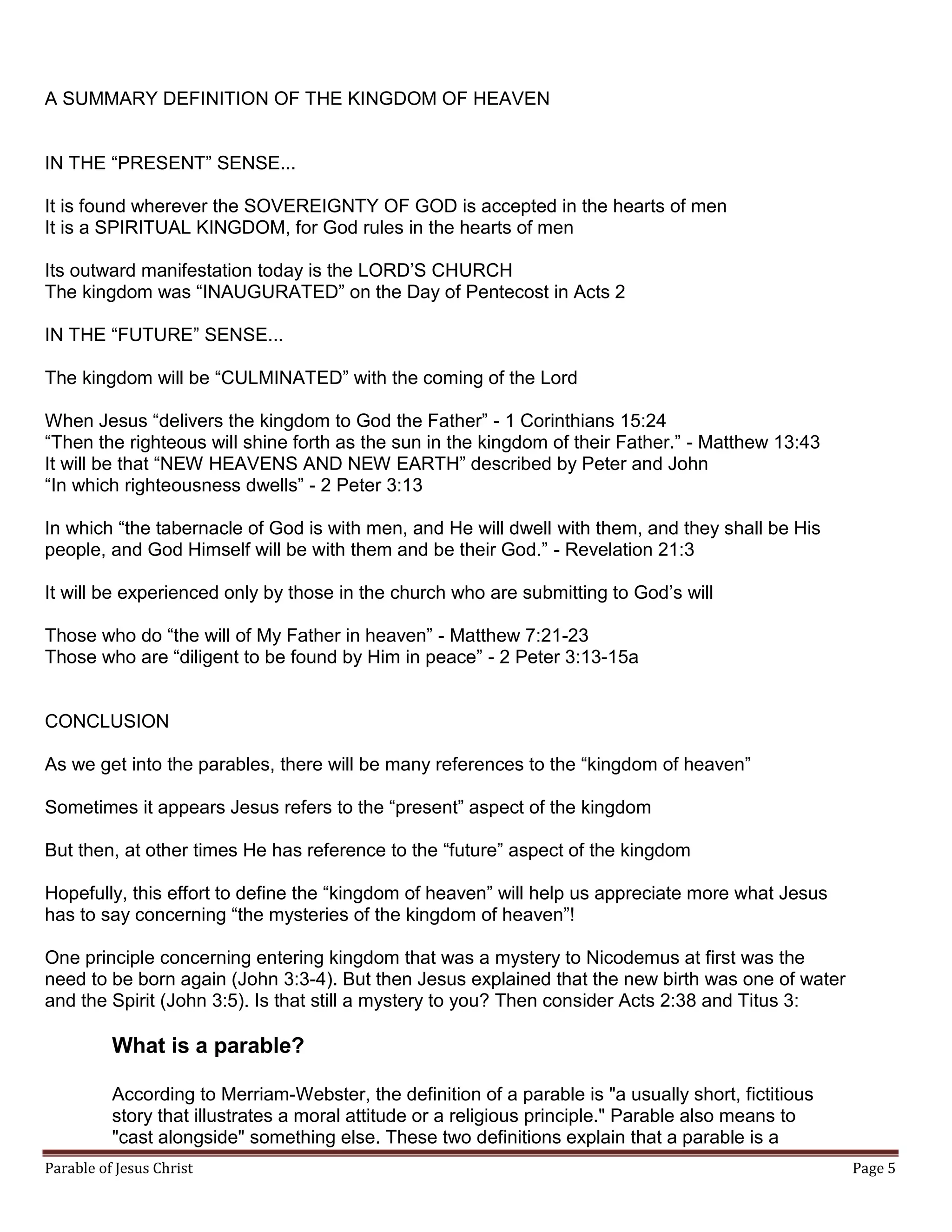 The parables of our Lord Jesus Christ elaborated in depth | PDF