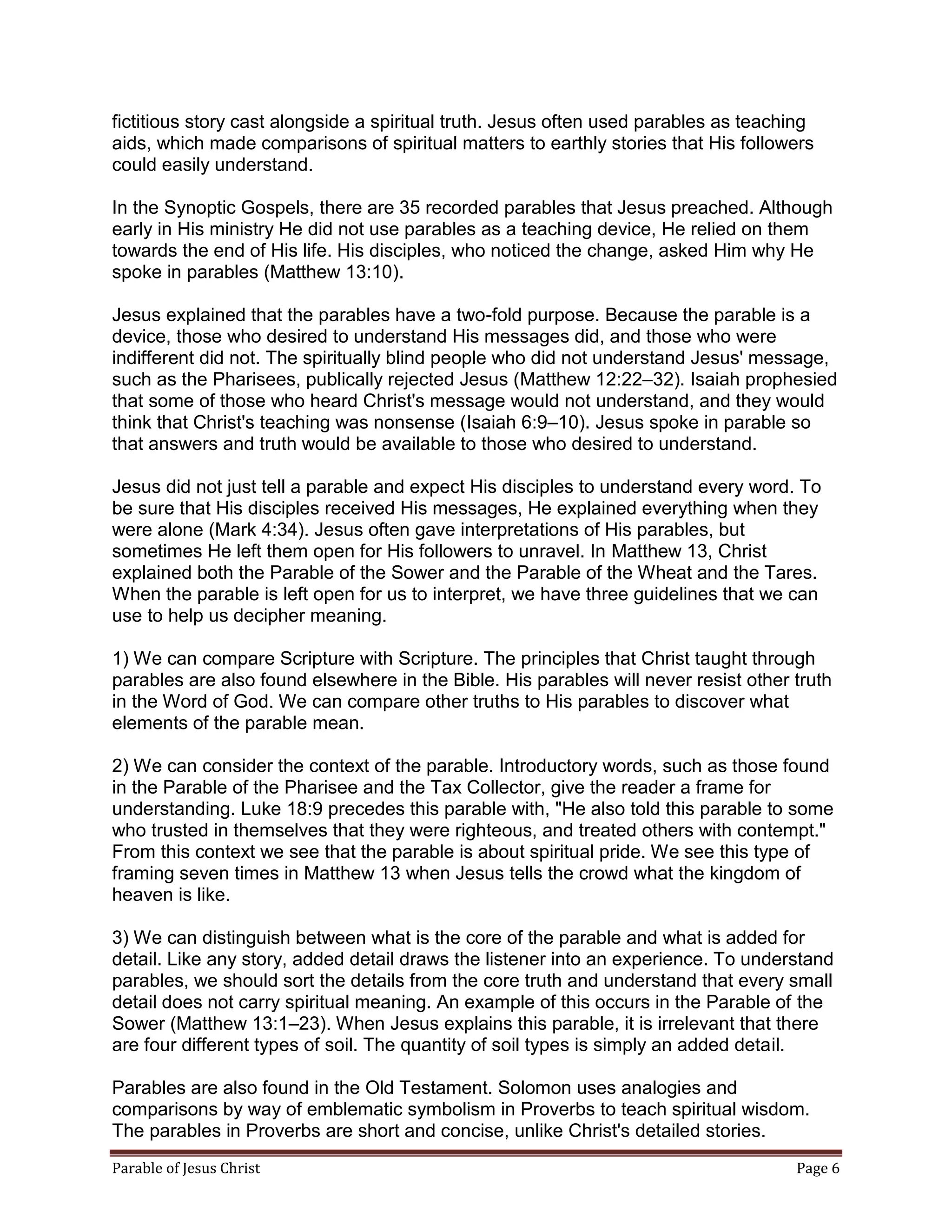 The parables of our Lord Jesus Christ elaborated in depth | PDF