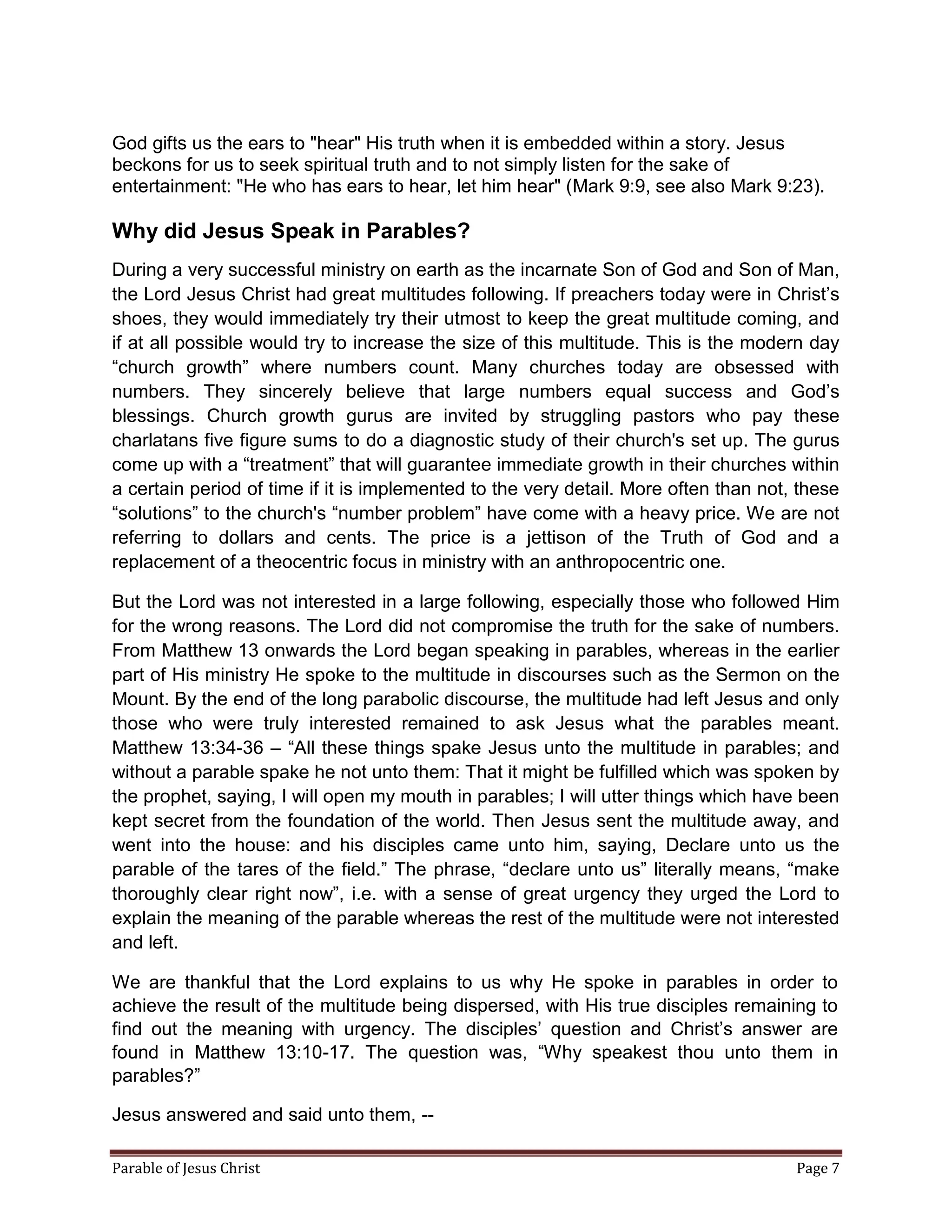 The parables of our Lord Jesus Christ elaborated in depth | PDF