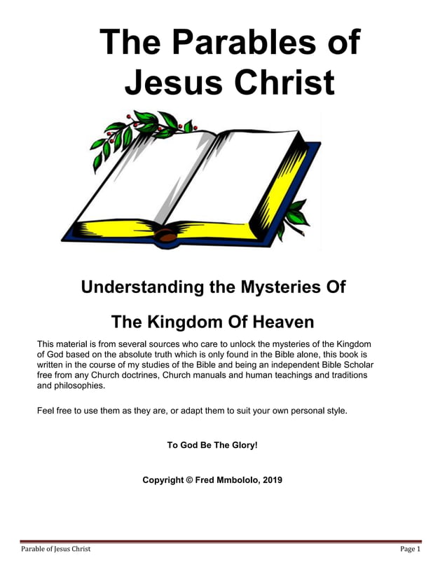 The parables of our Lord Jesus Christ elaborated in depth | PDF