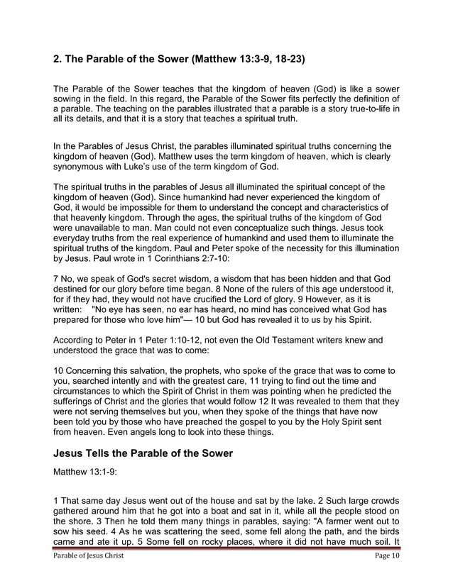 The parables of our Lord Jesus Christ elaborated in depth | PDF
