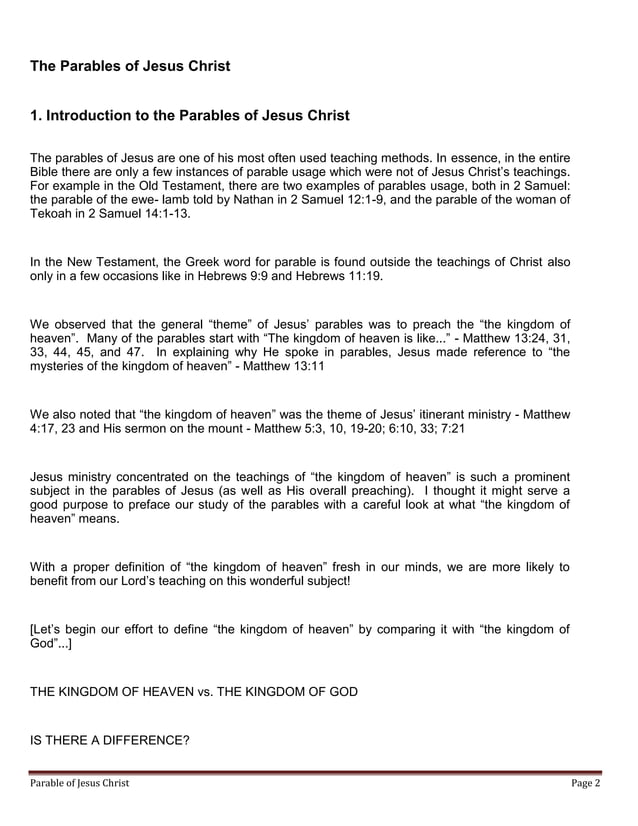 The parables of our Lord Jesus Christ elaborated in depth | PDF