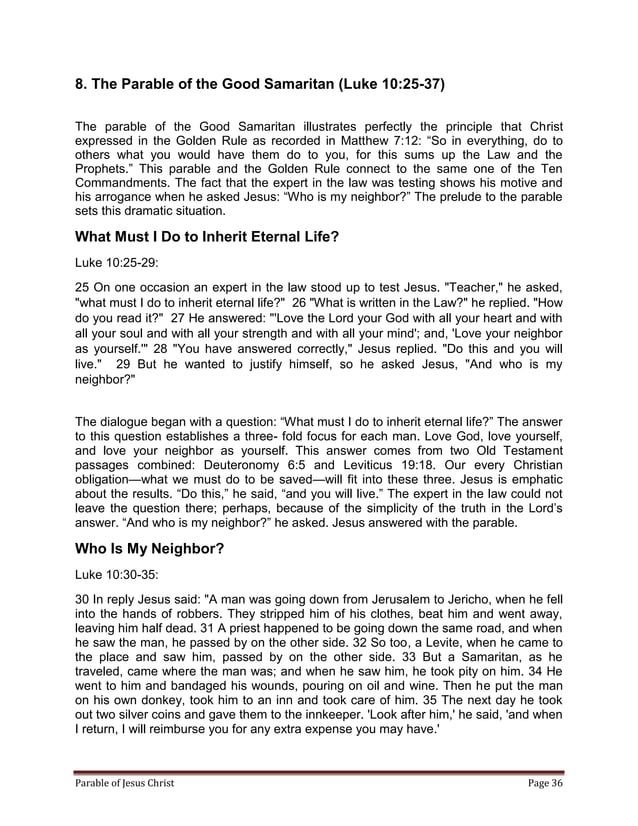The parables of our Lord Jesus Christ elaborated in depth | PDF