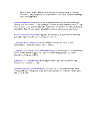 Book trailer lesson plan for ds | DOC | Genres