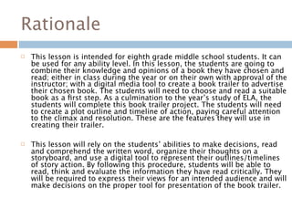 Book trailer Lesson Plan Project | KEY