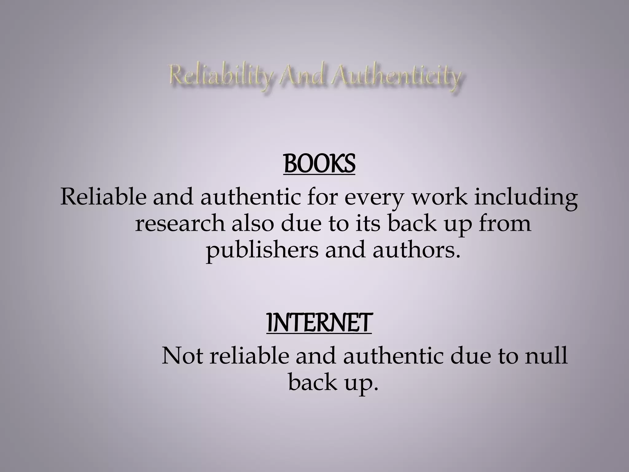 advantages and disadvantages of books and internet | PPTX