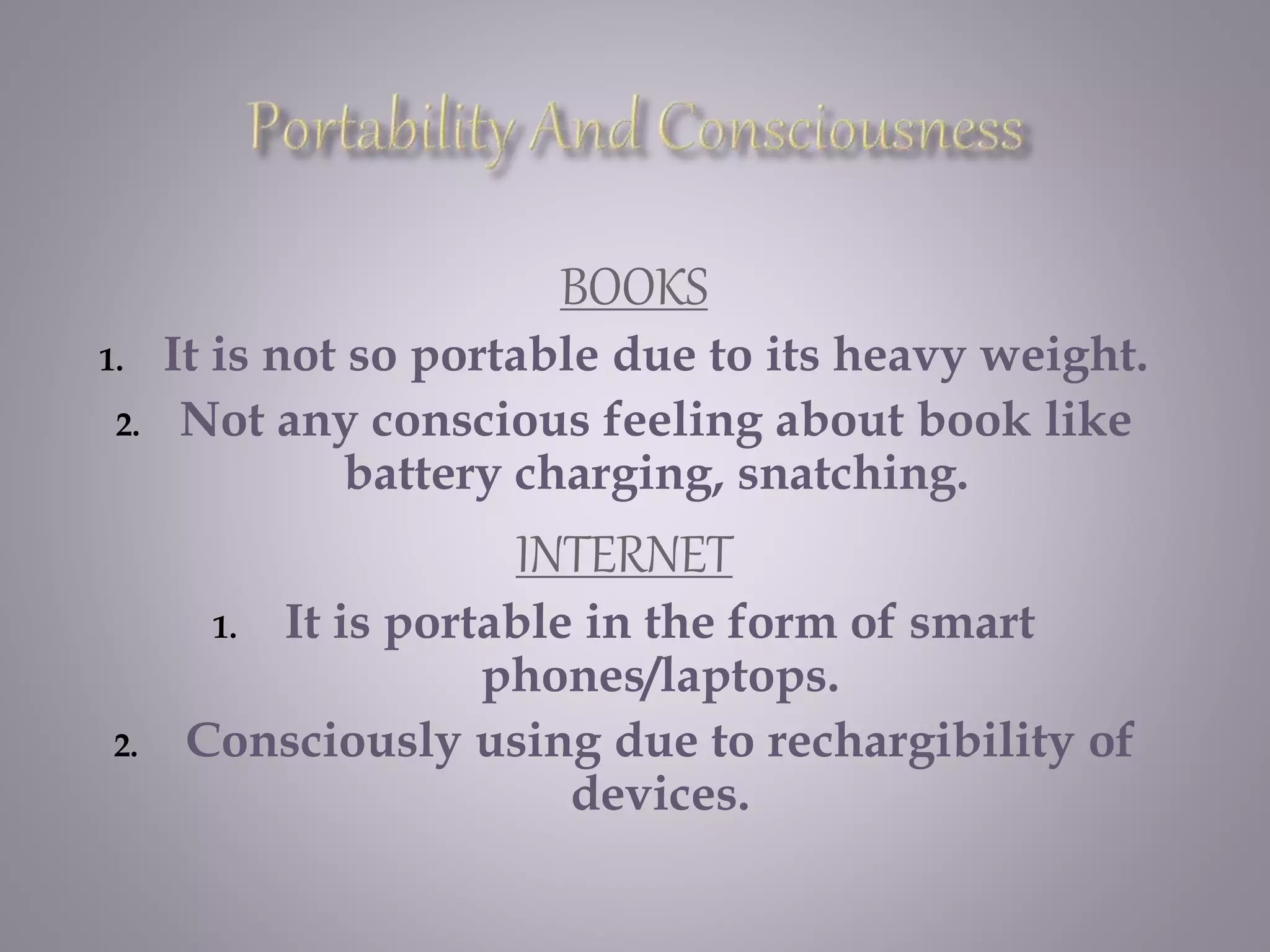 advantages and disadvantages of books and internet | PPTX