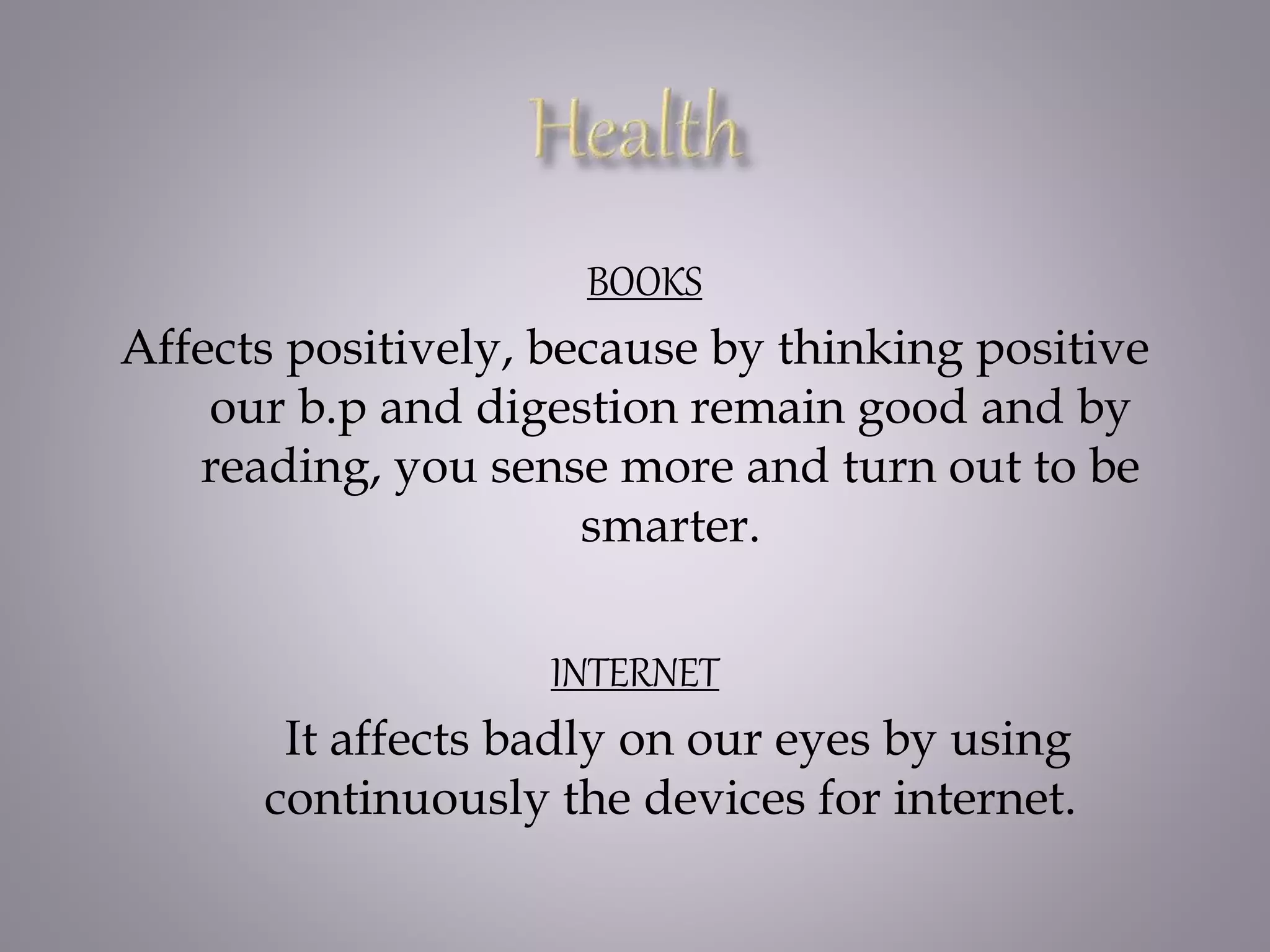 advantages and disadvantages of books and internet | PPTX