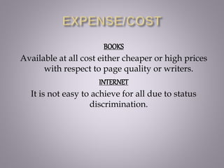 advantages and disadvantages of books and internet | PPTX