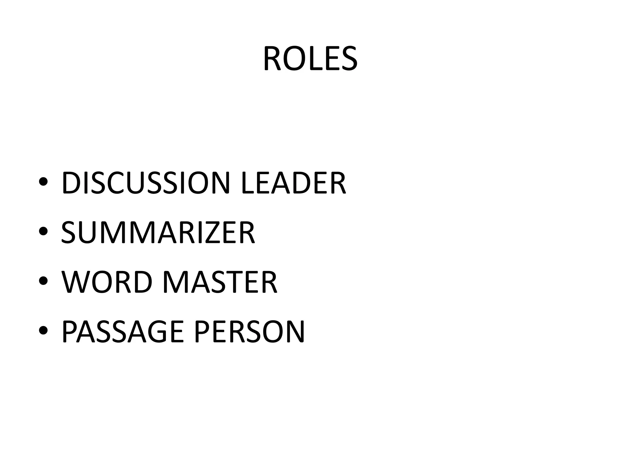 Bookworms club reading circles roles | PPTX