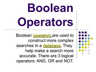 Boolean | PPT | Databases | Computer Software and Applications