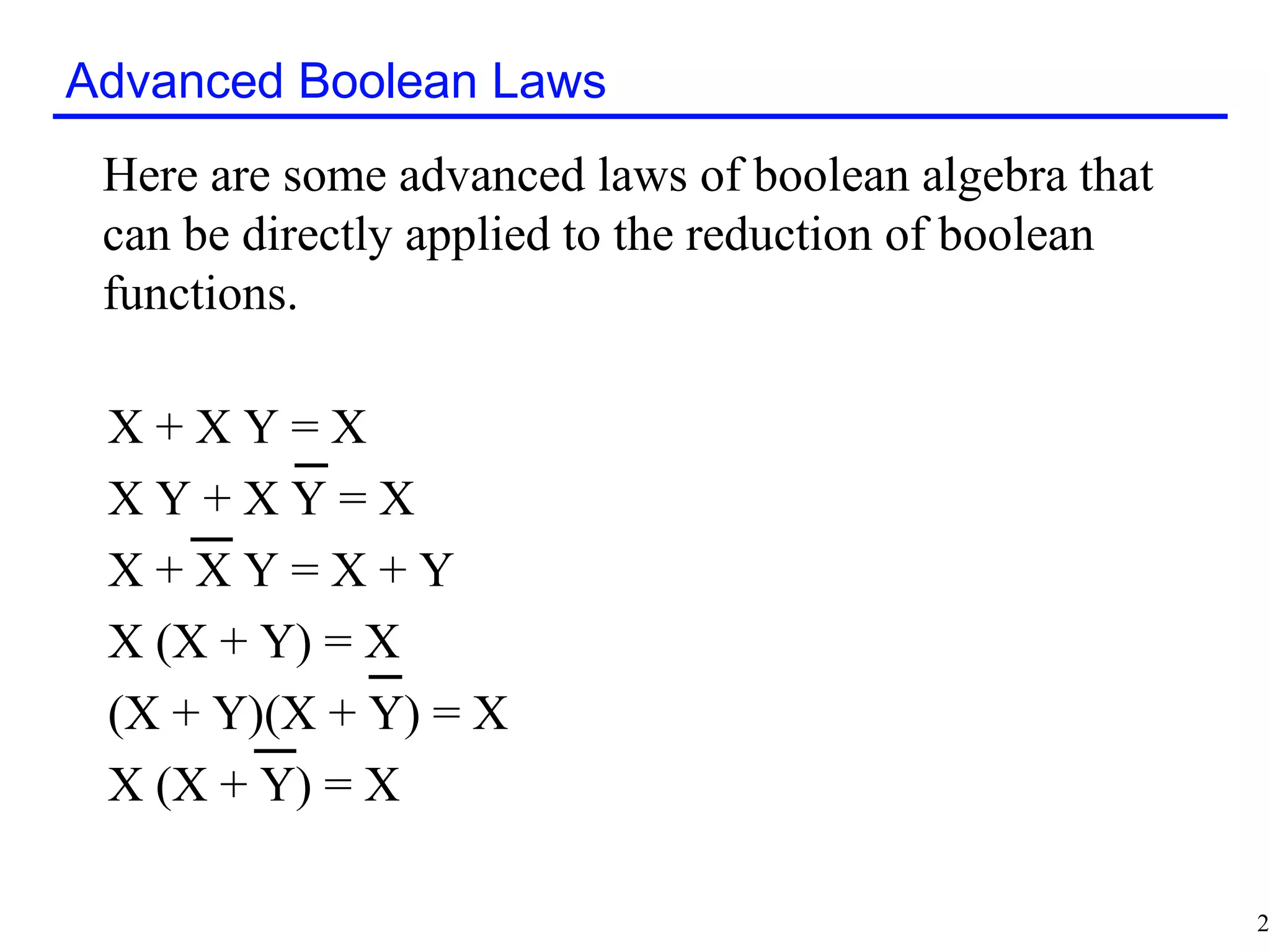 Boolean algebra | PPT | Programming Languages | Computing