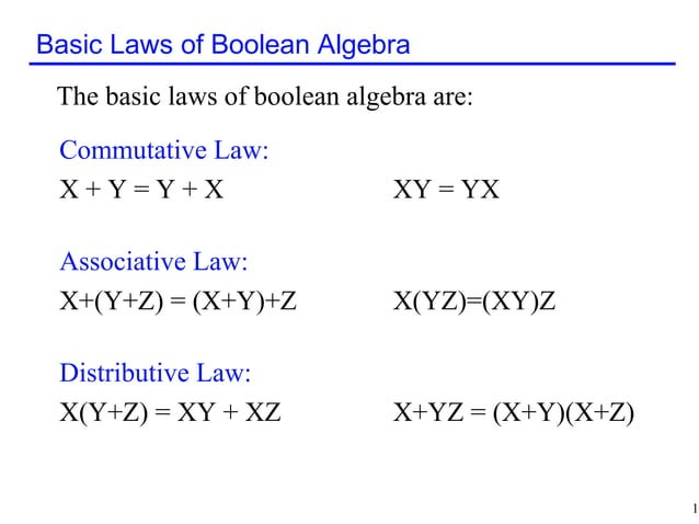 Boolean algebra | PPT | Programming Languages | Computing