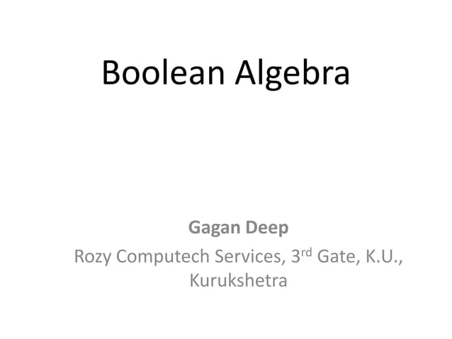 Boolean algebra | PPT