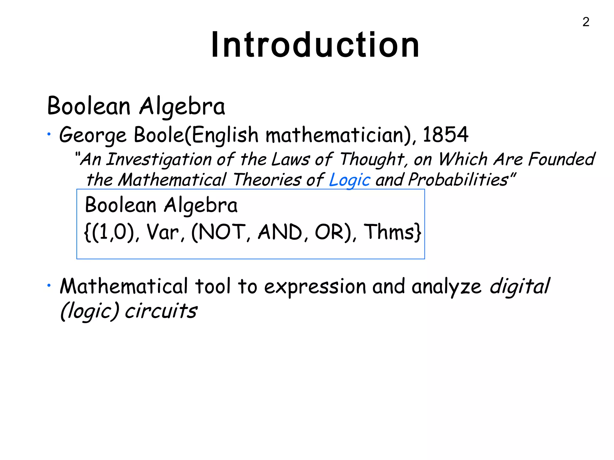 Boolean algebra | PPT | Programming Languages | Computing