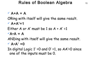 Boolean algebra | PPT | Programming Languages | Computing