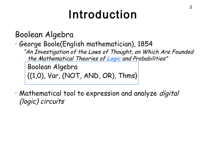 Boolean algebra | PPT