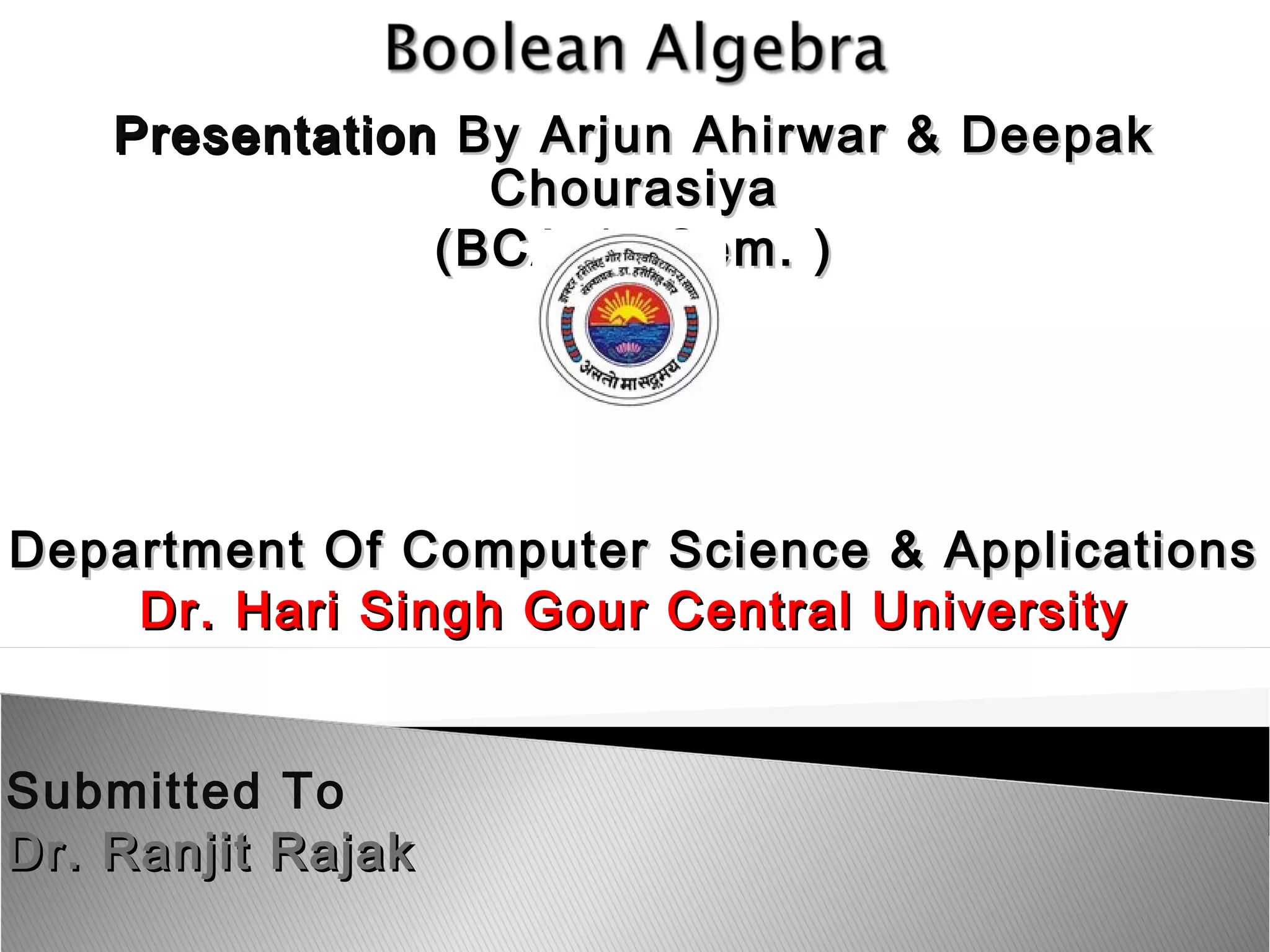 Boolean algebra | PPT