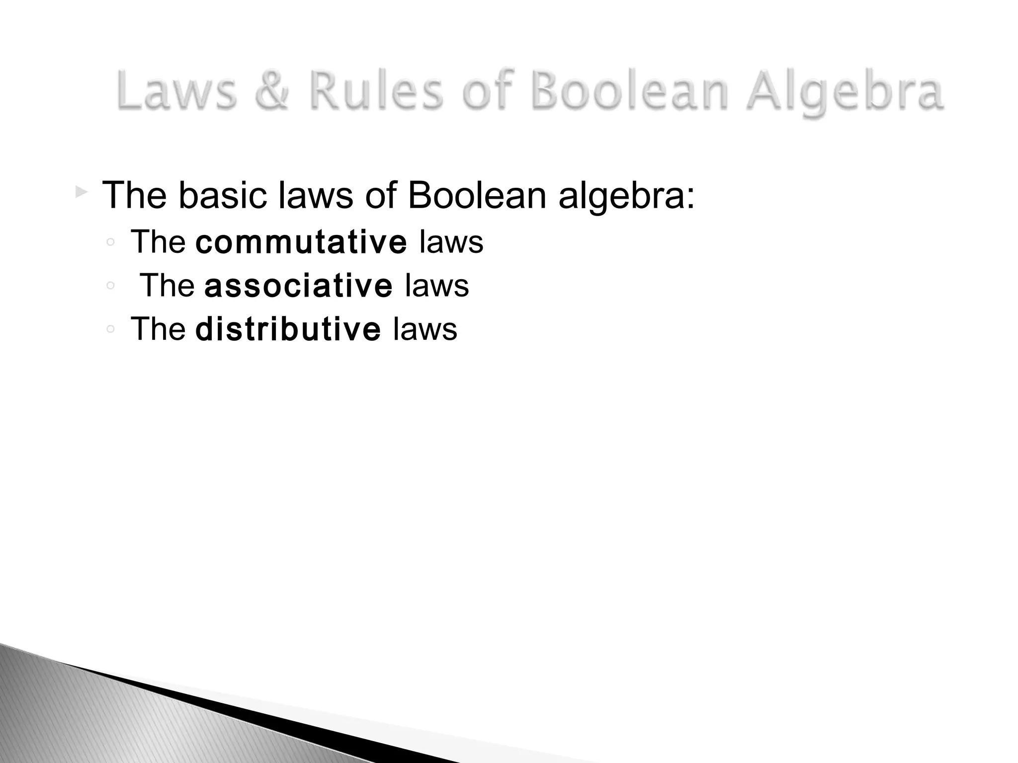 Boolean Algebra Ppt