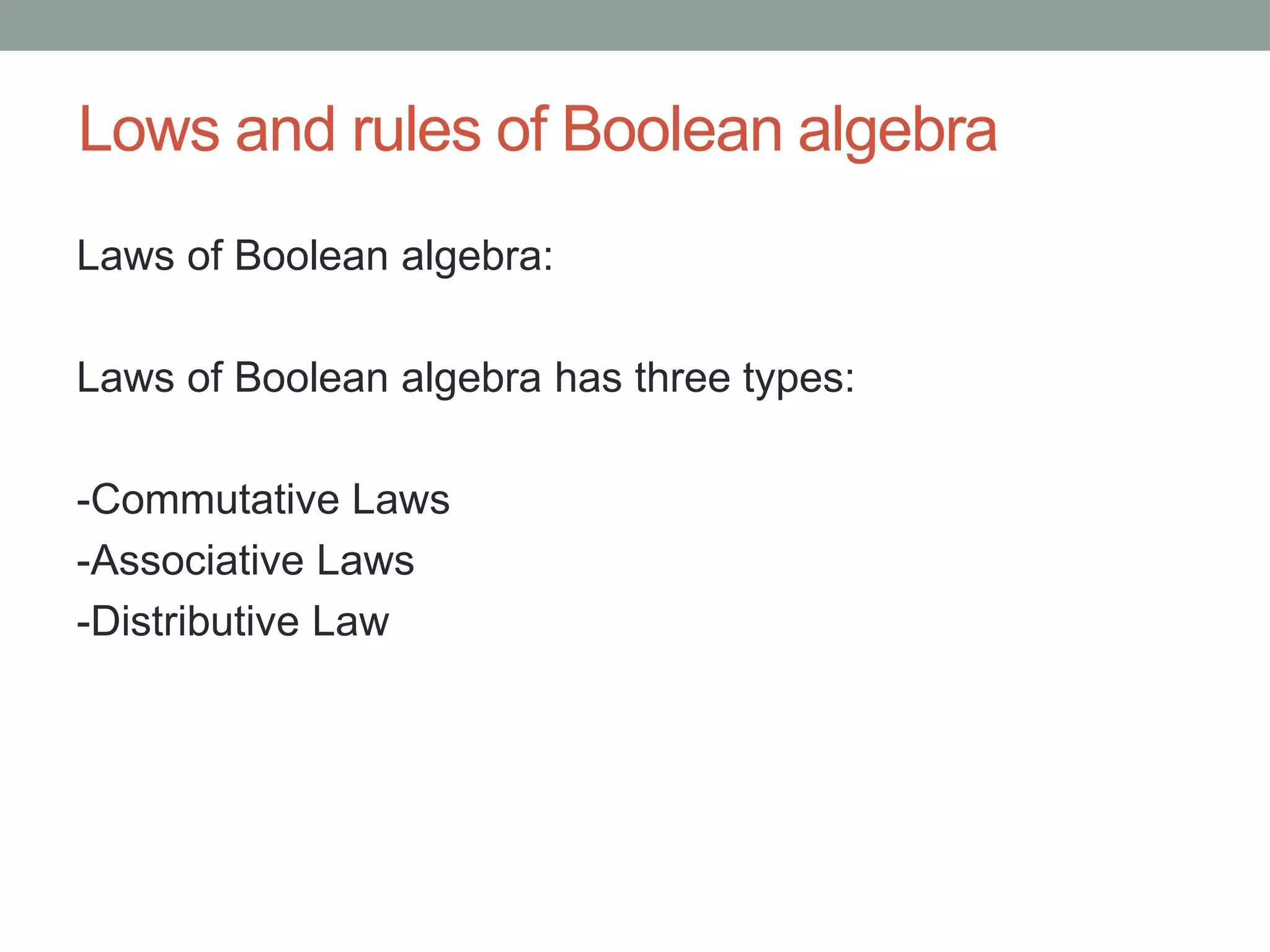 Boolean algebra | PPTX
