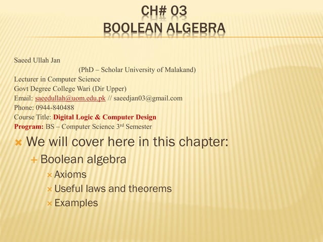 Boolean algebra | PPT
