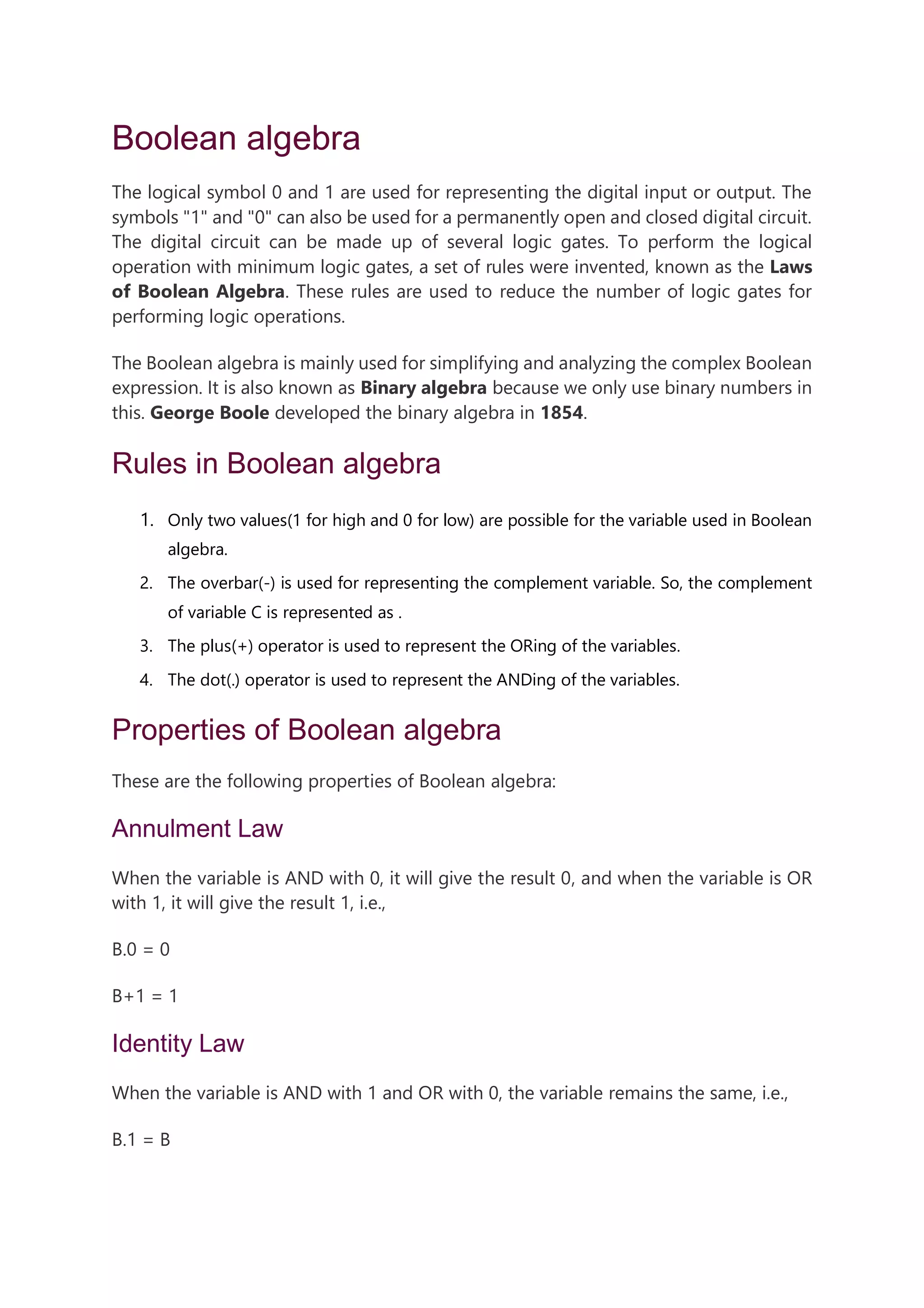 Boolean Algebra.pdf | Programming Languages | Computing