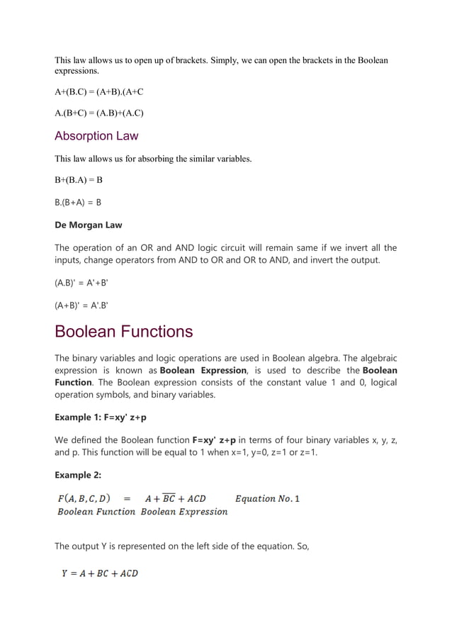 Boolean Algebra.pdf | Programming Languages | Computing