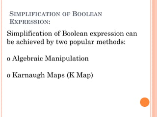 boolean algebra for logic circuits and switching | PDF