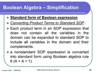 Boolean algebra simplification and combination circuits | PPSX