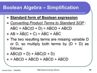 Boolean algebra simplification and combination circuits | PPSX