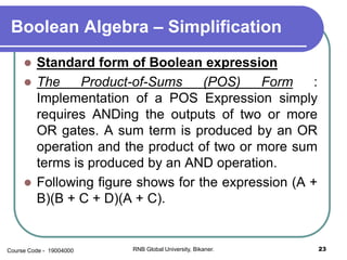 Boolean algebra simplification and combination circuits | PPSX