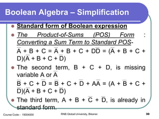 Boolean algebra simplification and combination circuits | PPSX