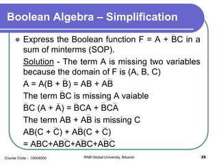 Boolean algebra simplification and combination circuits | PPSX