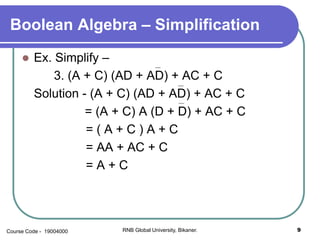 Boolean algebra simplification and combination circuits | PPSX