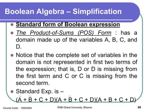 Boolean algebra simplification and combination circuits