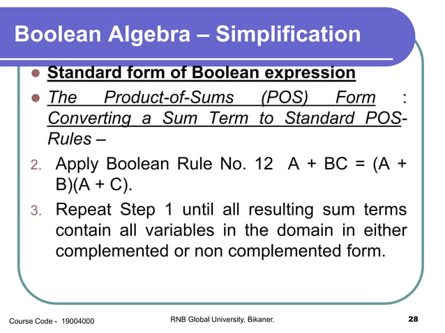 Boolean algebra simplification and combination circuits