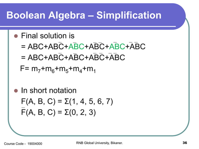 Boolean algebra simplification and combination circuits
