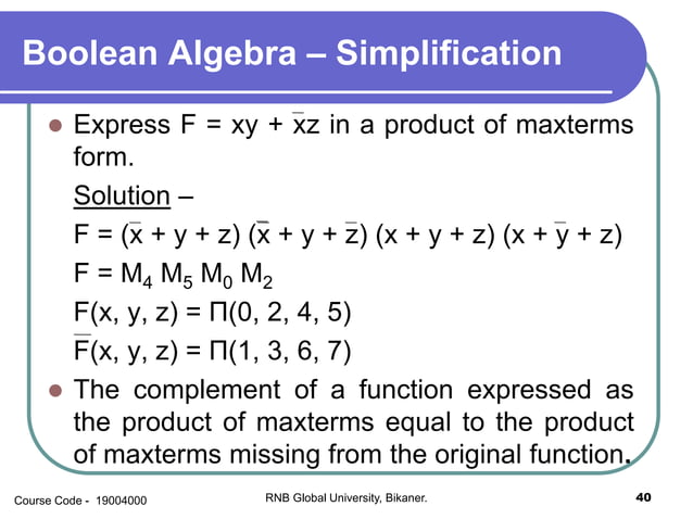 Boolean algebra simplification and combination circuits