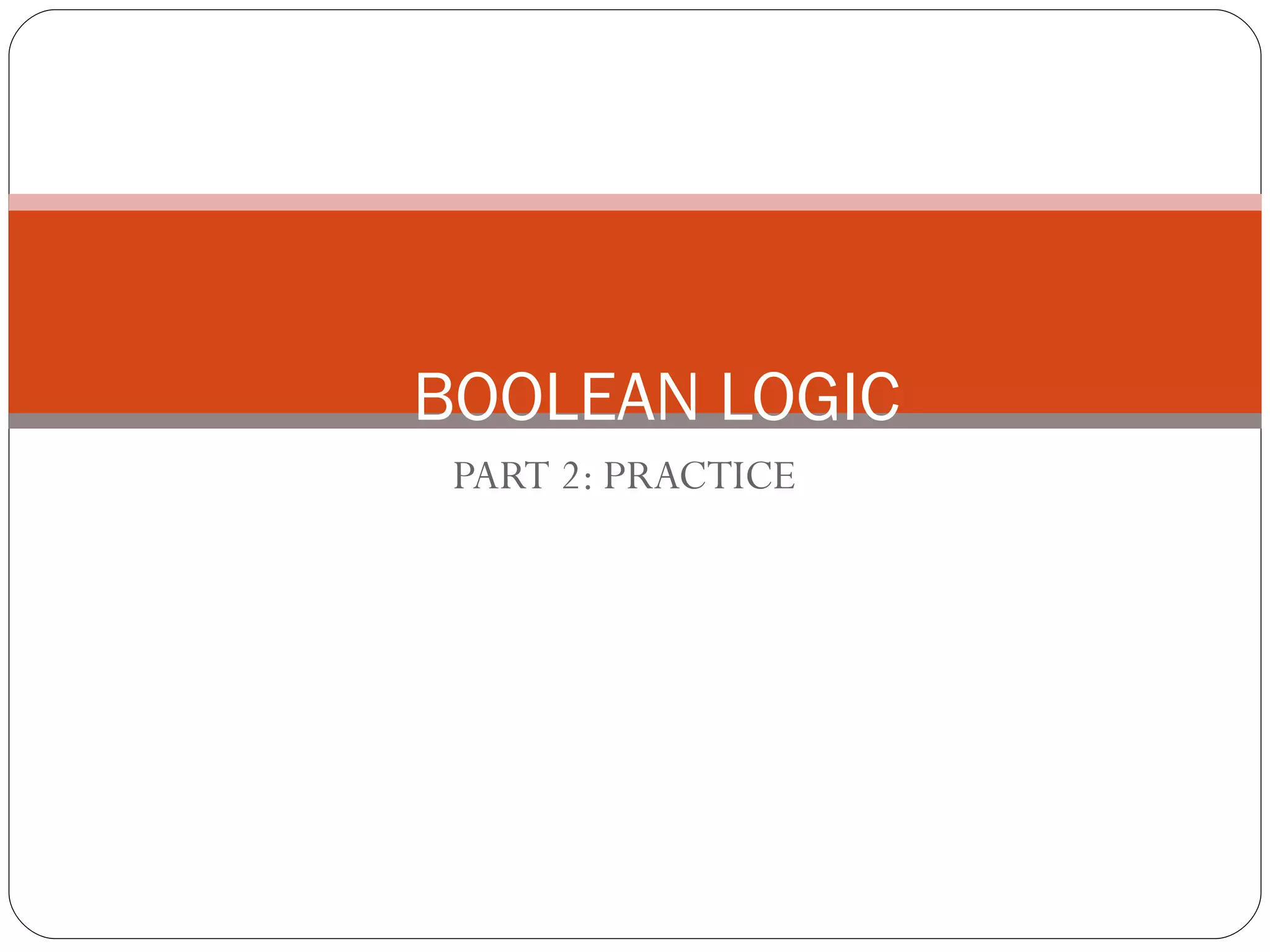 Boolean logic | PPT