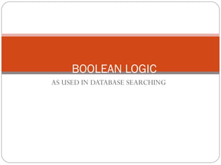 Boolean Logic | PPT