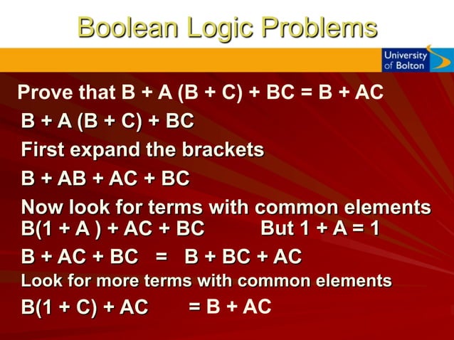 Boolean Logic Example | PPTX