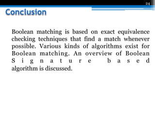 Boolean Matching in Logic Synthesis | PPT