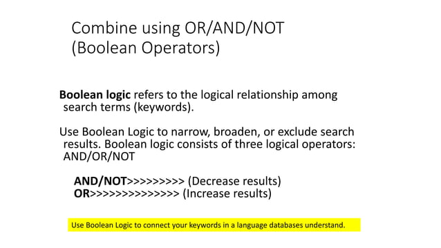 Boolean operators and databases | PPT