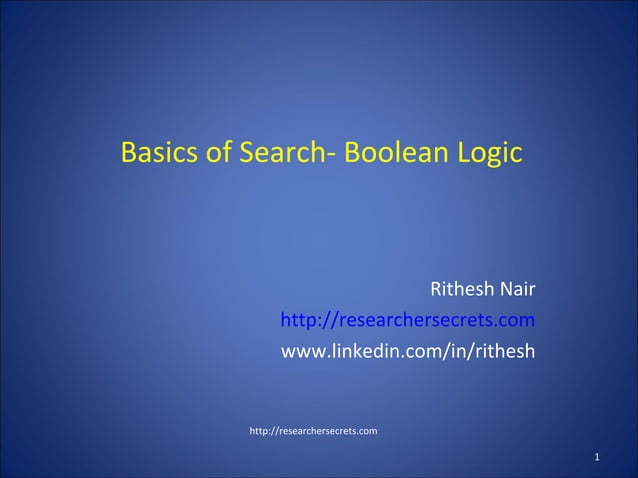 Boolean Search Basics Ppt