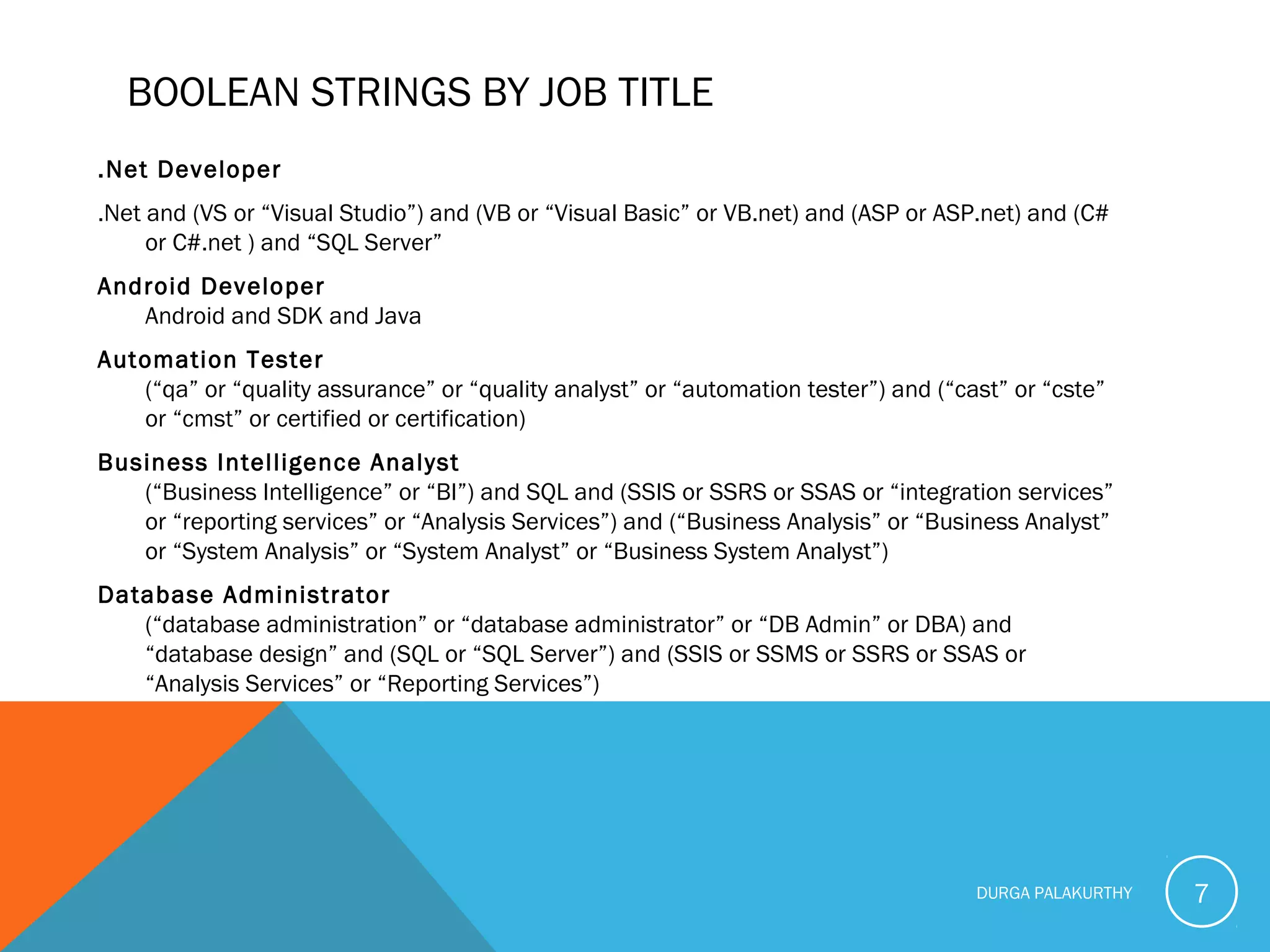 Boolean Search.. A Basic Level for internal KT/Reference material | PPT