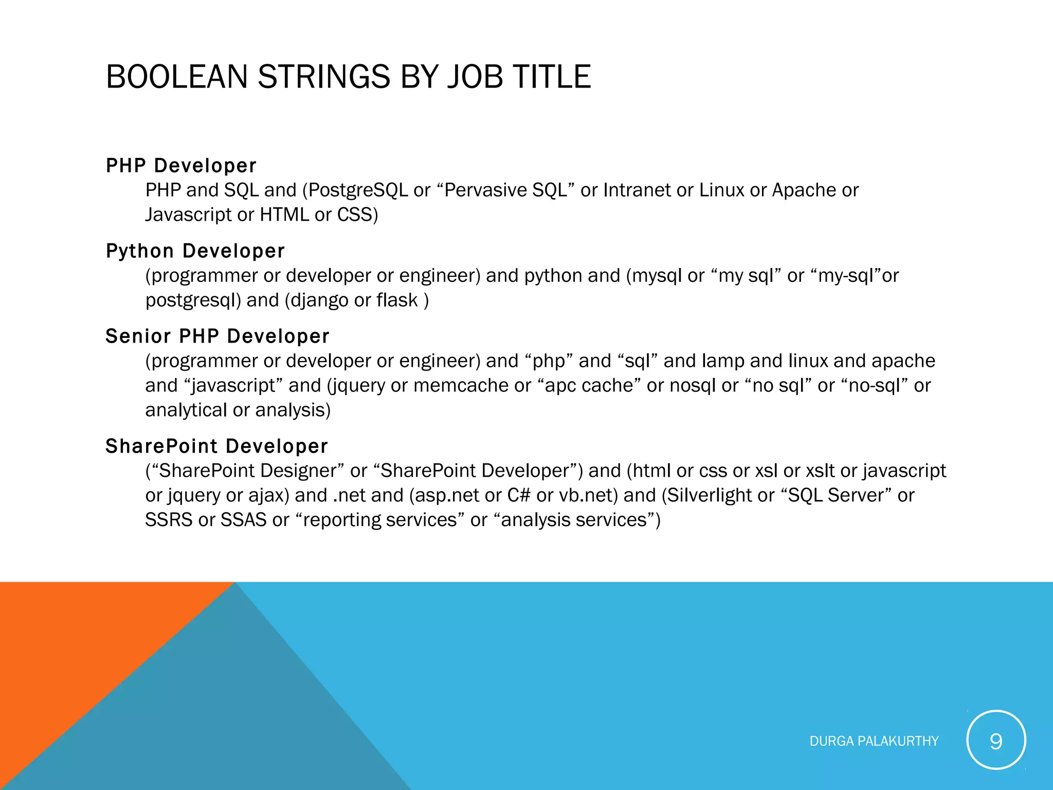Boolean Search.. A Basic Level for internal KT/Reference material | PPT