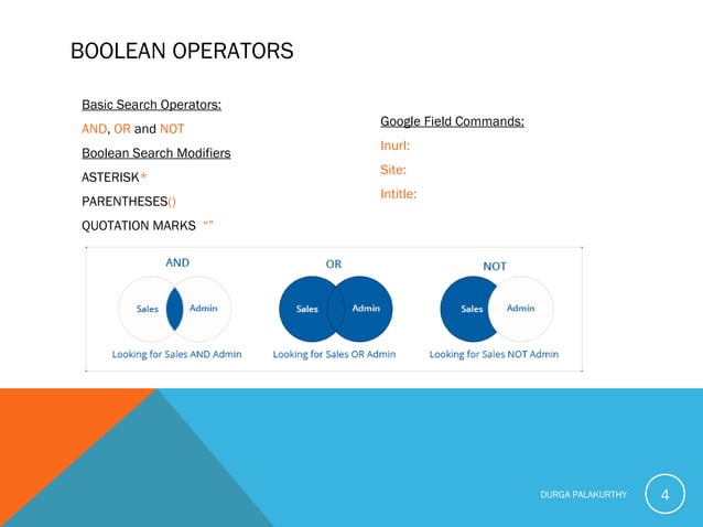 Boolean Search.. A Basic Level for internal KT/Reference material | PPT